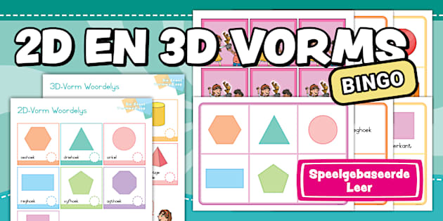 Die Groot Vormwedloop – 2D-vorms en 3D-voorwerpe Bingo