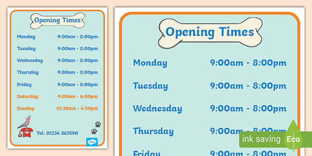 Pet Shop Opening Times