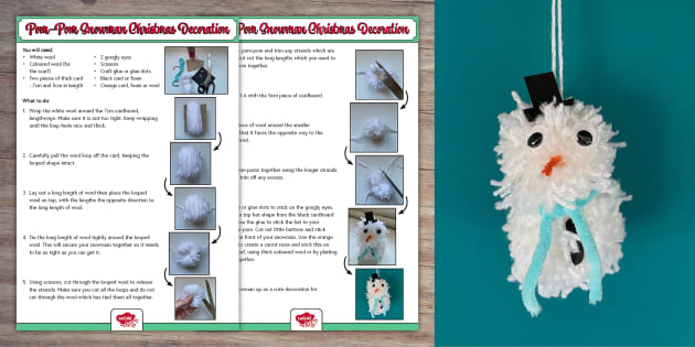 Snowman Pom-Pom Instructions - Christmas... | Twinkl Party