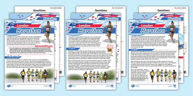 UKS2 The London Marathon Reading Comprehension - Twinkl