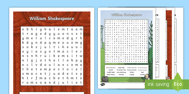 * NEW * KS2 William Shakespeare Word Search