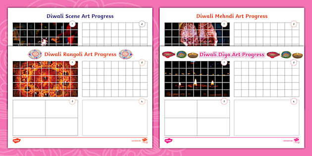 Diwali Themed Art Progress Templates Pack Teacher Made