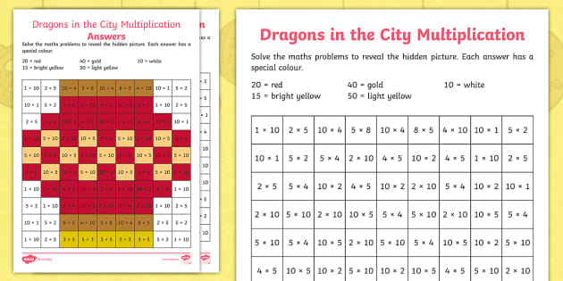 Chinese New Year Multiplication Maths Mosaic Worksheet