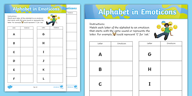 Alphabet in Emoticons Activity (teacher made) - Twinkl