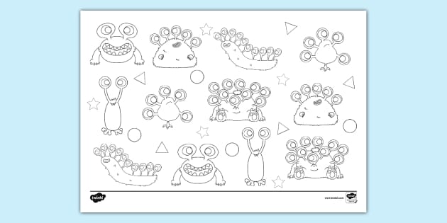 Monster Doodle Colouring Page (teacher made) - Twinkl