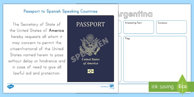 USA Passport to Spanish-Speaking Countries Project | Twinkl