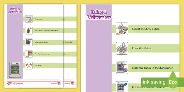 Twinkl Symbols: Using a Dishwasher Visual Schedule - Twinkl