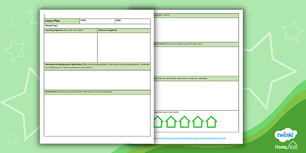 FREE! - Editable Home Education Lesson Plan (teacher made)