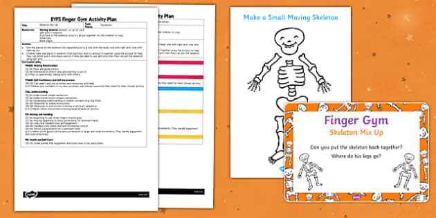 EYFS Skeleton Mix Up Finger Gym Plan and Prompt Card Pack
