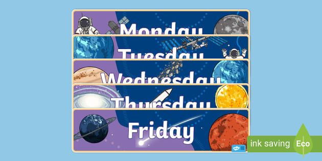 Outer Space Theme Days of The Week | Philippines | Twinkl