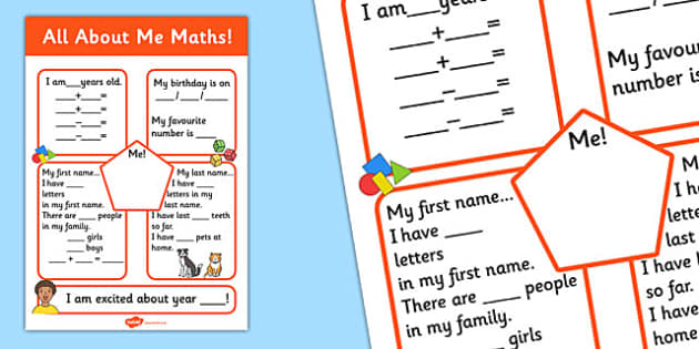 All About Me Maths Display Poster Worksheet