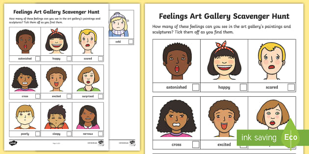Feelings Art Gallery Scavenger Hunt (teacher made) - Twinkl