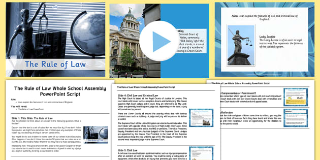The Rule of Law Whole School Assembly Pack - , court, judge, trial, High