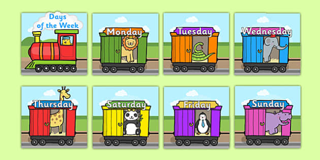 FREE! - Days of the Week on Train - Weeks poster, Weeks display, Train