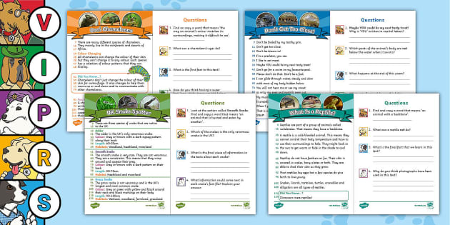 KS1 Wriggly Reptiles 60-Second Reads Activity Pack - Twinkl