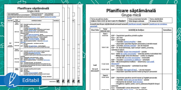 Lumea lui Dino – Model de planificare săptămânală grupa mică