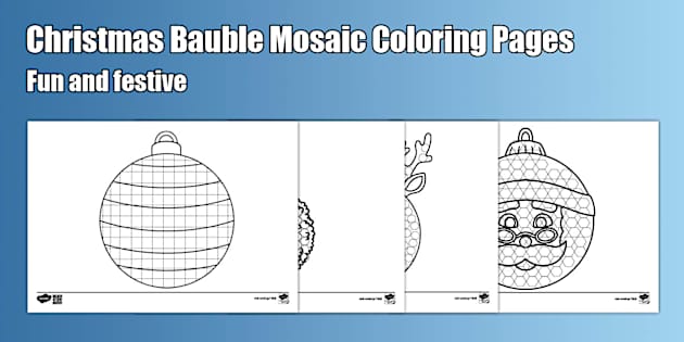 Christmas Bauble Mosaic Coloring Pages
