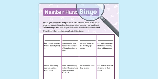 👉 LKS2 Maths Icebreaker Activity – Number Hunt Bingo