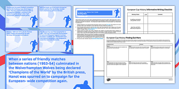 History of the European Cup Information Writing Activity
