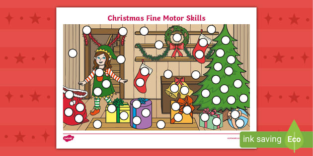 Christmas Button Placing Fine Motor Skills Activity
