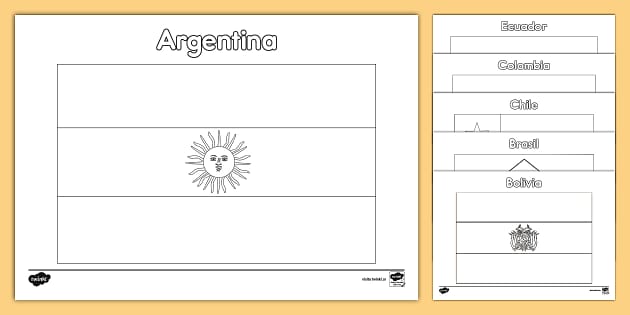Hojas de colorear: banderas de la Copa América - Twinkl