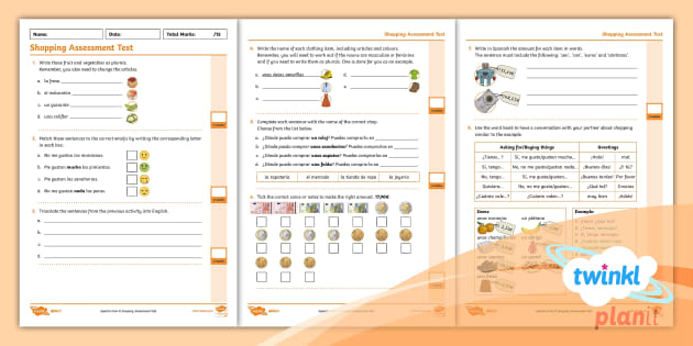 👉 Spanish: Shopping: Year 4 Assessment Test - Twinkl
