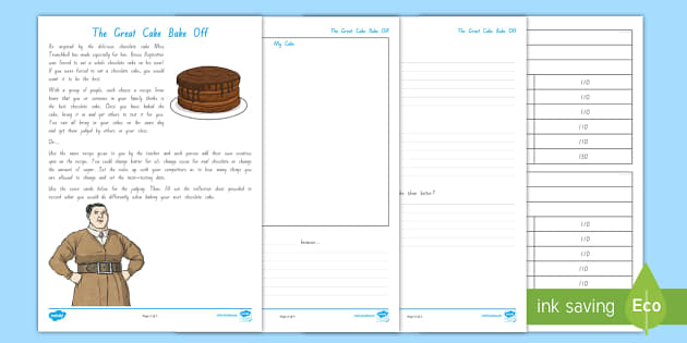 FREE! - The Great Bake Off Chocolate Cake Activity to Support Teaching on