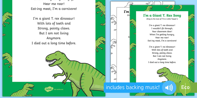 I'm a Giant T. Rex Song - Primary Resources (teacher made)