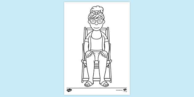 FREE! - Lady Sitting On Deck Chair Colouring Sheet | Colouring Pages
