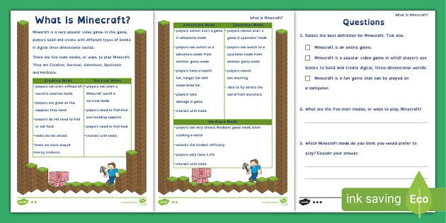 Dyslexia-Friendly Minecraft Reading Comprehension
