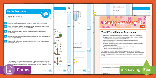 Year 3 Term 3 Maths Assessment - Primary Students - Twinkl