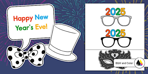 New year photo booth props printable store