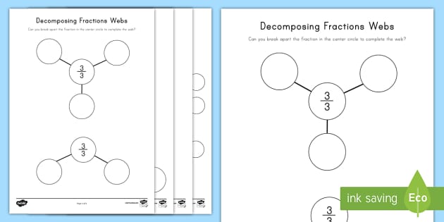 Decomposing Fractions Webs Worksheet / Worksheet - decomposing fractions