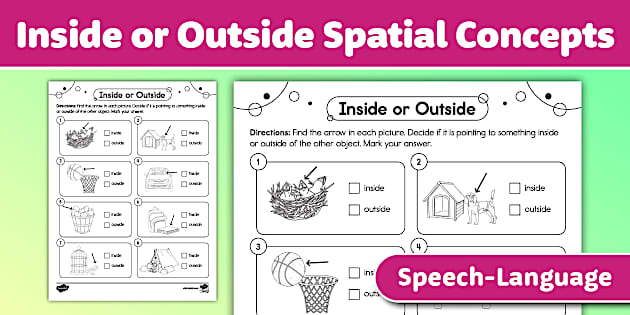 Inside or Outside Spatial Concepts Worksheet for SLP