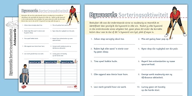 Bywoorde Sorteringsaktiwiteit (professor feito) - Twinkl