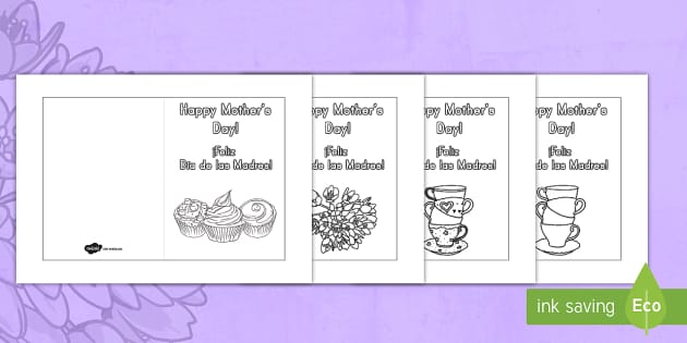 Mother's Day Card Templates (Coloring) English/Spanish - Mother\'s Day Card