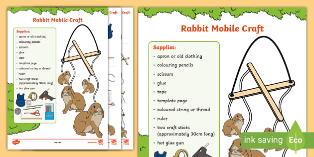 Rabbit Mobile Craft (l'enseignant a fait) - Twinkl
