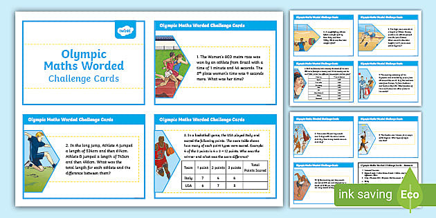 Olympic Maths Worded Challenge Cards (teacher made) - Twinkl