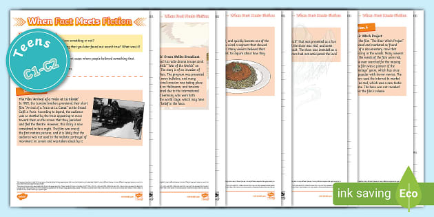 ESL When Fact Meets Fiction Reading Activity [Teens, C1-C2]