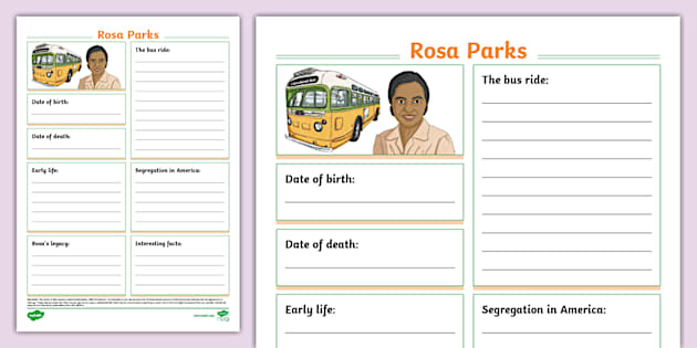 Rosa Parks Fact File Template,Rosa Parks (teacher made)