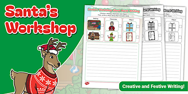 * NEW * Santa's Workshop Short Burst Writing Template