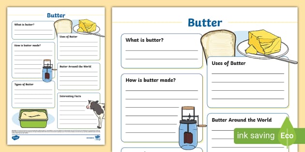 Butter Fact File Template (teacher made) - Twinkl