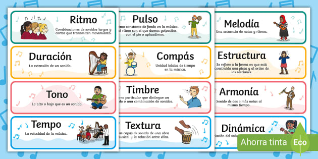 Tarjetas de vocabulario con Elementos Musicales - Twinkl Tarjetas de vocabulario con Elementos Musicales - Twinkl
