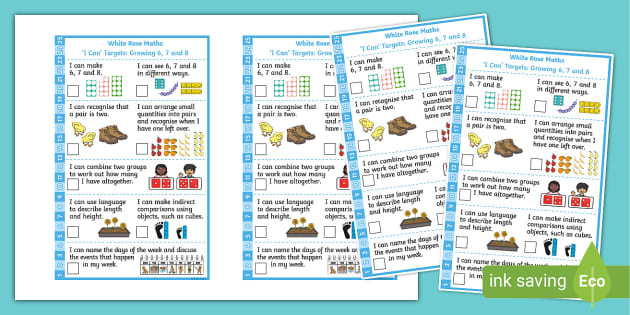 👉 EYFS Maths Targets: White Rose Maths Growing 6, 7 and 8