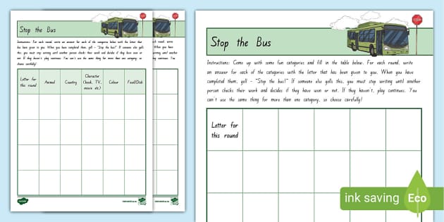 Stop The Bus Template Hecho Por Educadores Twinkl