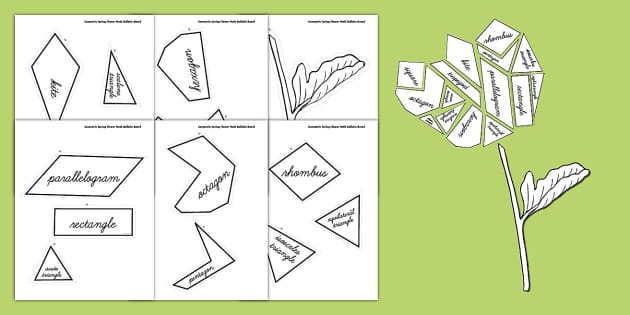 Geometric Spring Flower Math Bulletin Board for 6th-8th Grade