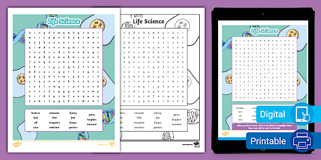 Tier 3 Life Science Vocabulary Word Search for 3rd-5th Grade