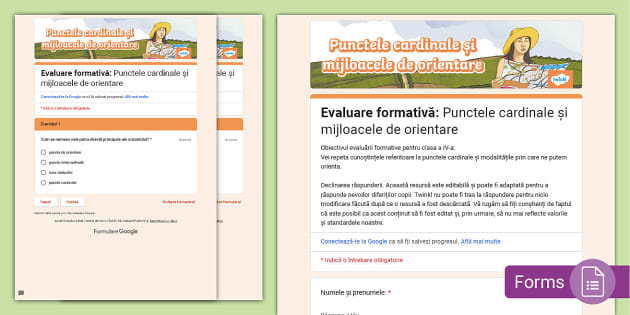 Punctele cardinale – Evaluare formativă/ Temă pentru acasă