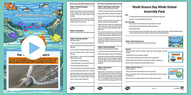 World Oceans Day Whole School Assembly Pack (teacher made)
