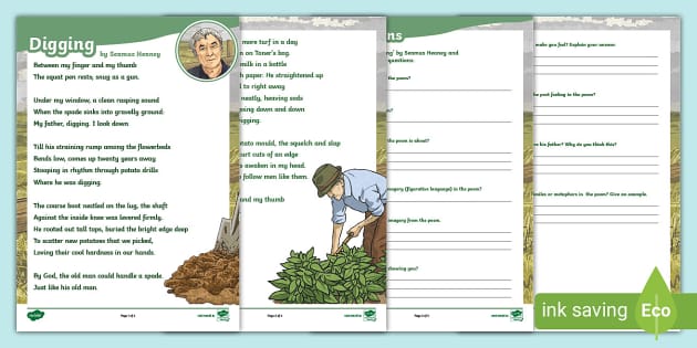 'Digging' by Seamus Heaney (Activity Sheet) - Twinkl
